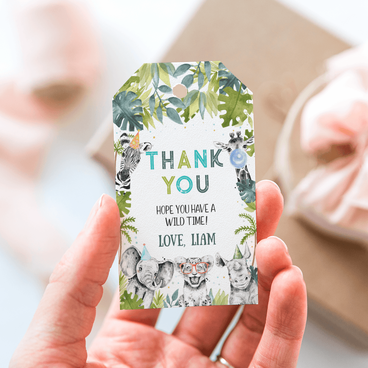 Editable Party Animals Birthday Favor Tag S105 – Crish Studio